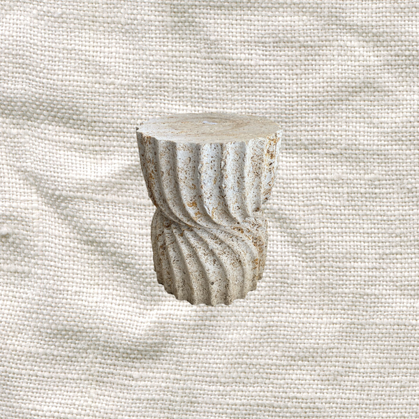 Travertine Swirl Side Table – Orange Apple Décor