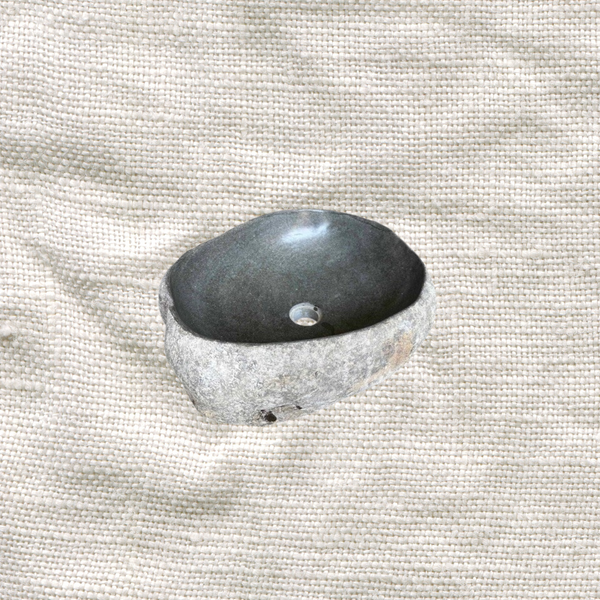 River Rock Basin Oval Thin Lip – Orange Apple Décor